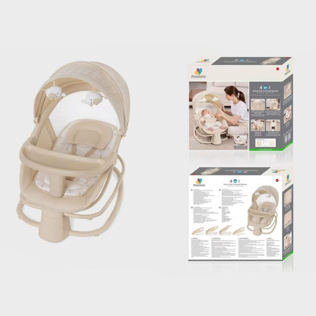 Mastela 4-in-1 Baby Bassinet – Cradle, Bedside, Bouncer & More