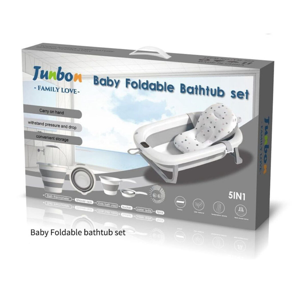 Best Baby Bath Set Egypt | 5in1 Foldable Tub & Seat-minimore