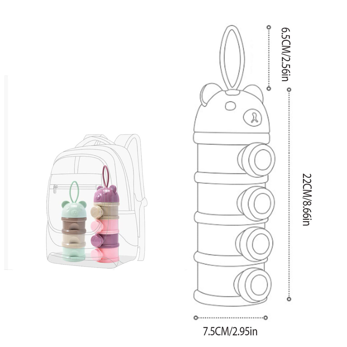 Portable Milk Powder Dispenser – 4 Layer | MiniMore