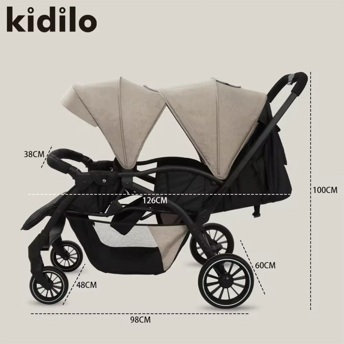 Kidilo LB200 Twins Stroller | MiniMore